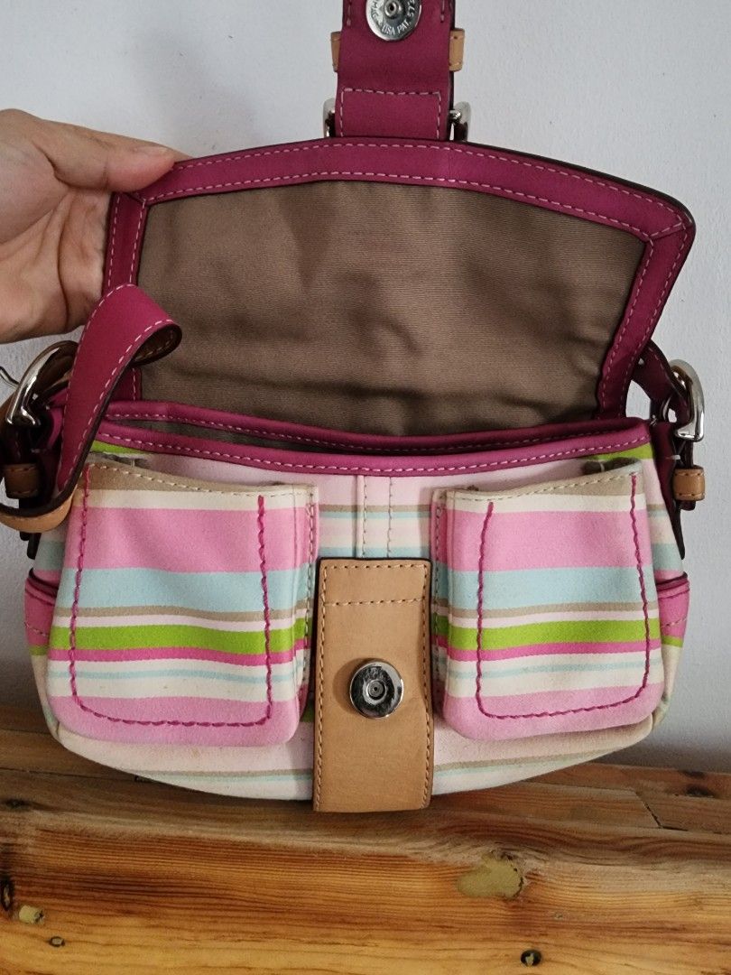 Coach Striped Handbag with Wallet Vintage Soho, Luxury, Bags & Wallets ...
