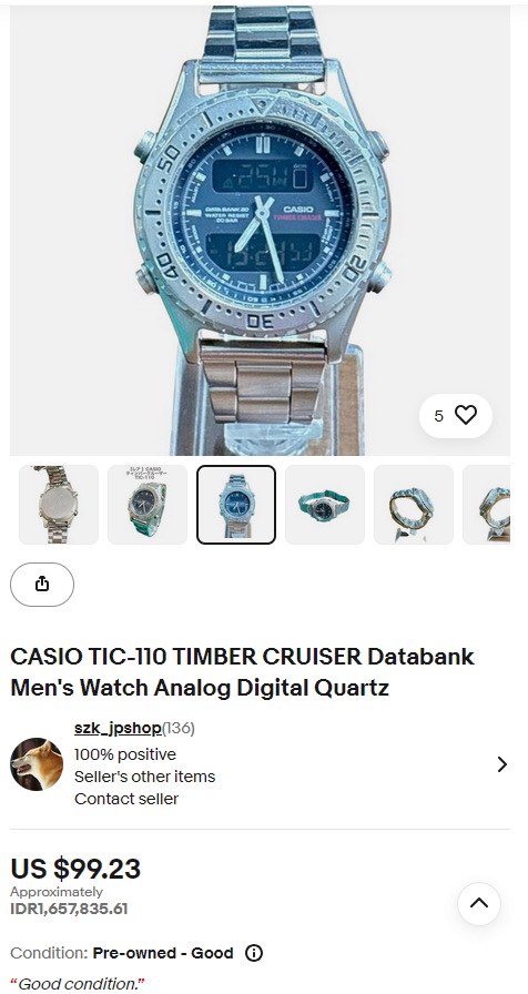 Jam Tangan Casio Tic-110 Timber Cruiser Databank Analog Digital Rare ...