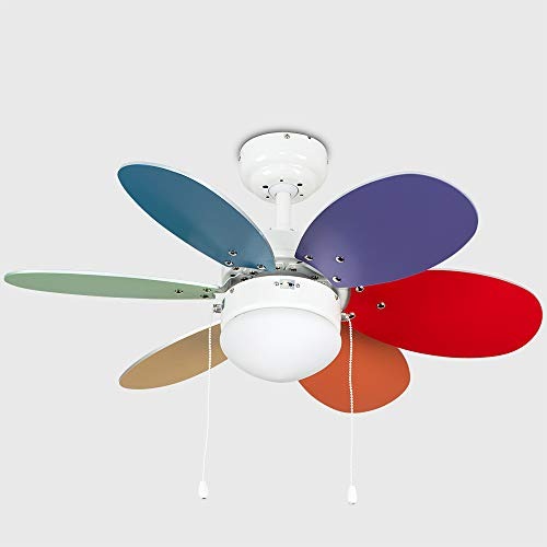 MiniSun 30" / 76cm Modern White Metal Ceiling Fan Fitting with 6 Multi ...