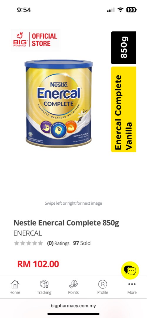 Nestle Enercal Complete Vanilla 850g, Health & Nutrition, Health ...