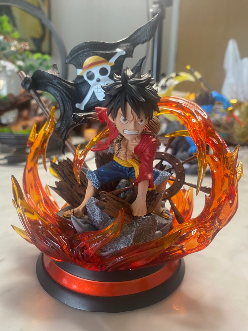 One Piece Luffy Figure GK with Flame Effect, Hobbies & Toys, Toys ...