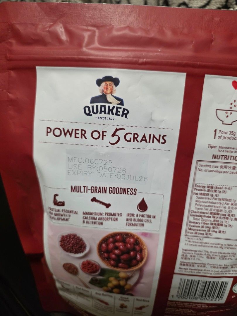 Quaker 5 red multi-grain 480g, Food & Drinks, Packaged & Instant Food ...