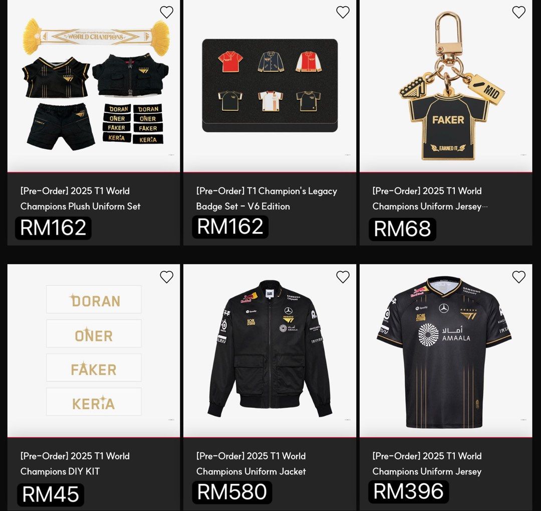 T1 merchandise for the Worlds 2025 Champions Series - third lineup ...