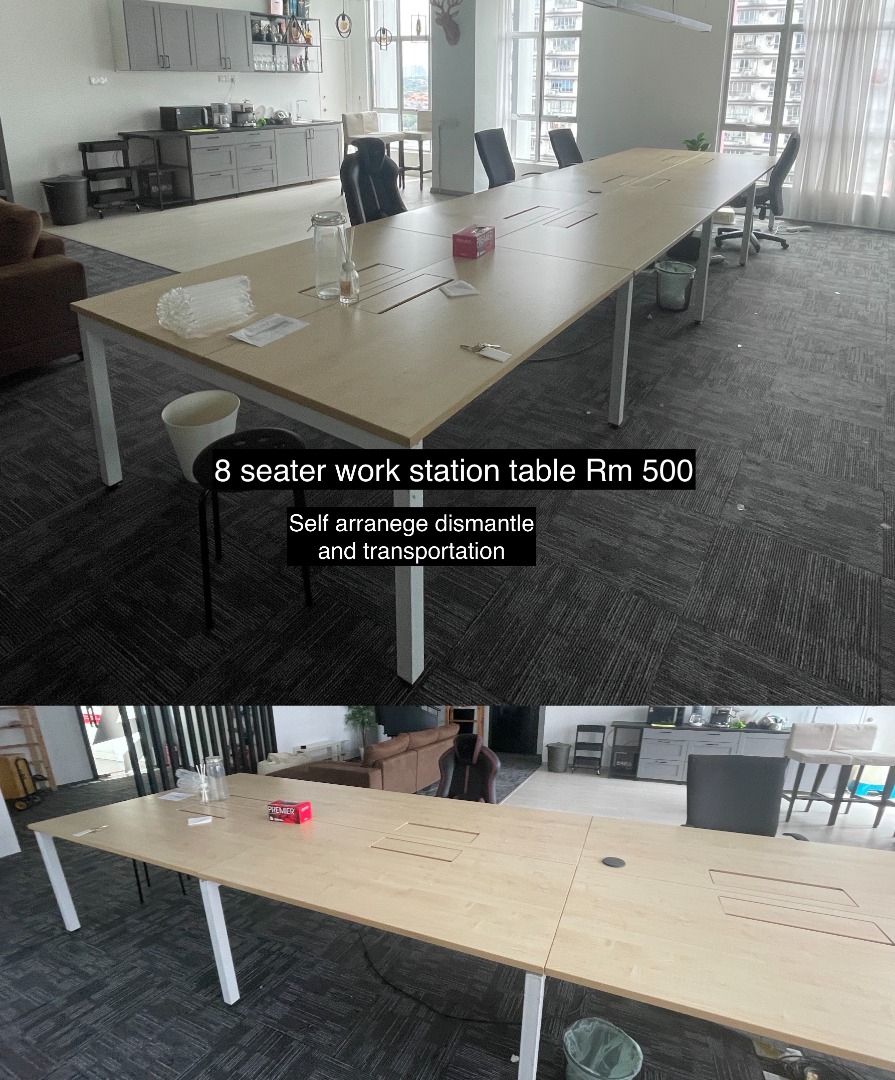 Working station table for 8 seater, Furniture & Home Living, Furniture ...