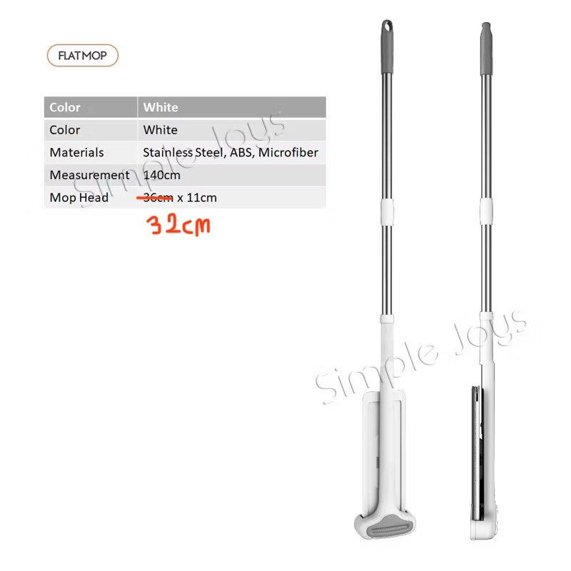 32cm swivel flat mop squeeze dry stick + collapsible bucket tray ...