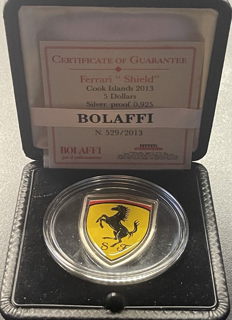 2013 Cook Islands $5 Ferrari “Shield” Silver Proof Coin | COA & Box ...