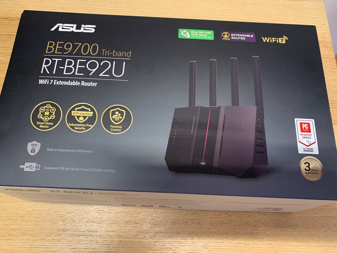 ASUS router RT-BE92U or BE9700 Tri-band WiFi 7 Extendable Router ...