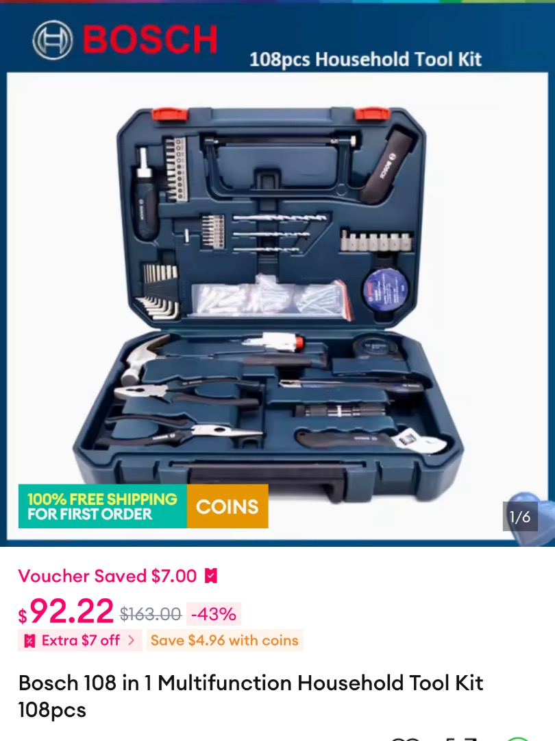 Bosch 108 in 1 Multi-Function house hold Tool Kit, Furniture & Home ...