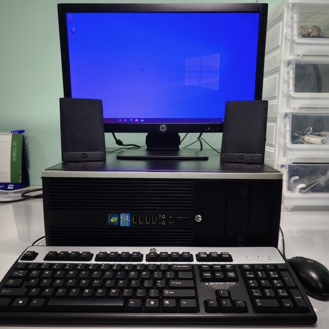 HP Compaq Desktop PC with Monitor, Keyboard, Mouse, and Speakers ...