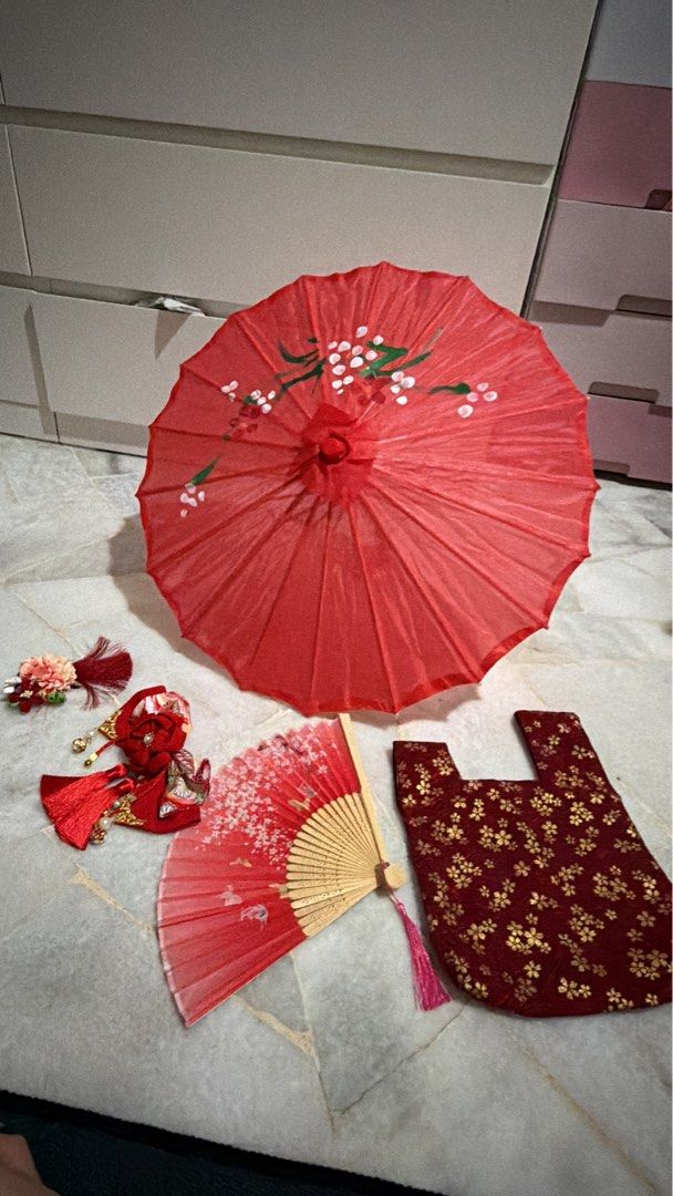 Japanese Red Umbrella, Fan, and Accessories, Women's Fashion, Watches ...