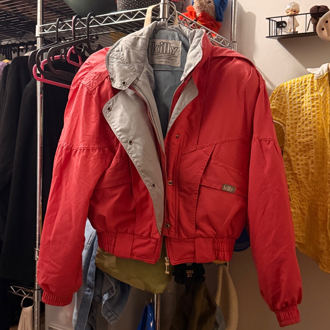 Killy by Asics Vintage Ski Cropped Bomber Jacket Womens Salmon Pink and ...