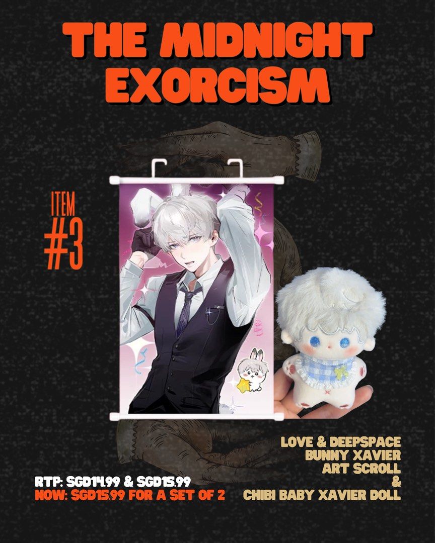 LOVE & DEEPSPACE BUNNY XAVIER ART SCROLL & CHIBI BABY XAVIER DOLL ...