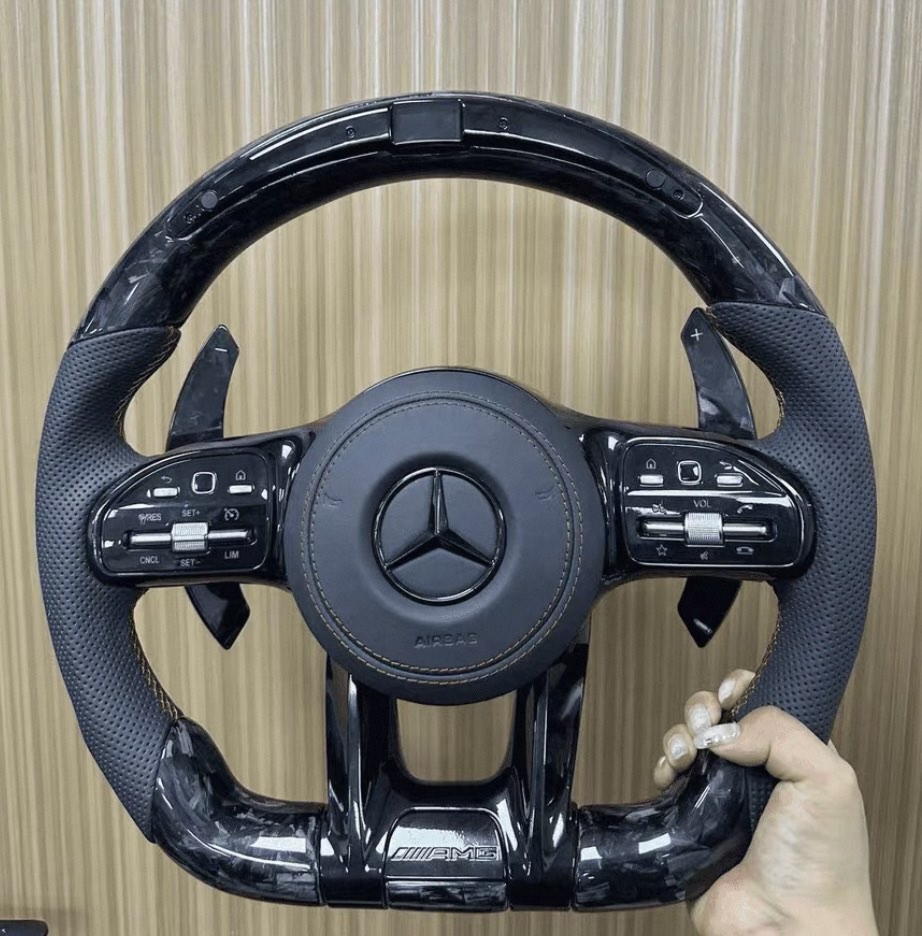 Mercedes Benz AMG Forge Carbon Steering Wheel With RPM Light meter, Car ...