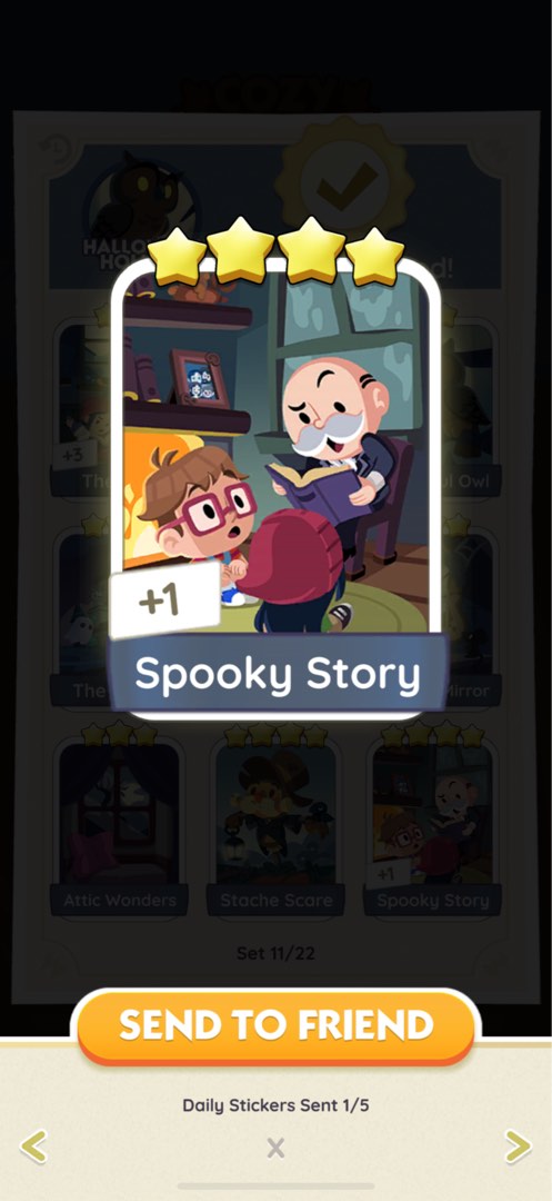 Monopoly Go 4 Star Sticker - Spooky Story (Set 11), Hobbies & Toys ...