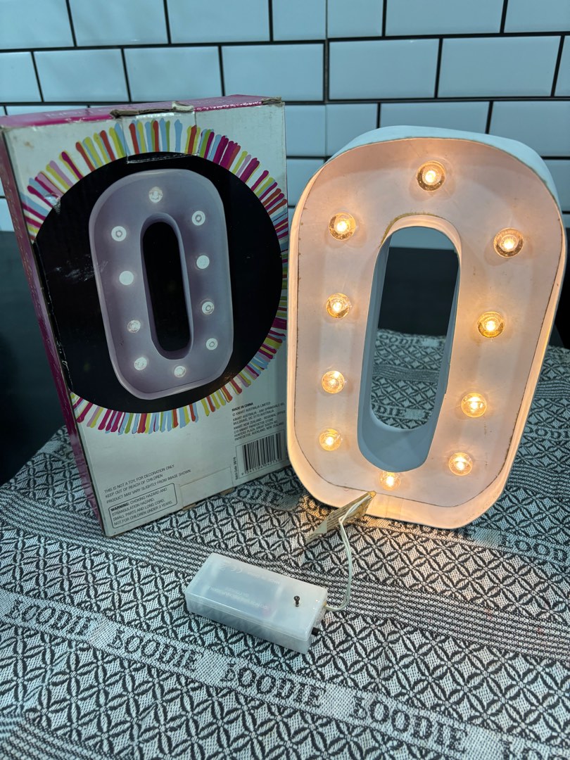 Party 25cm Standing Light - Letter O, Furniture & Home Living, Home ...