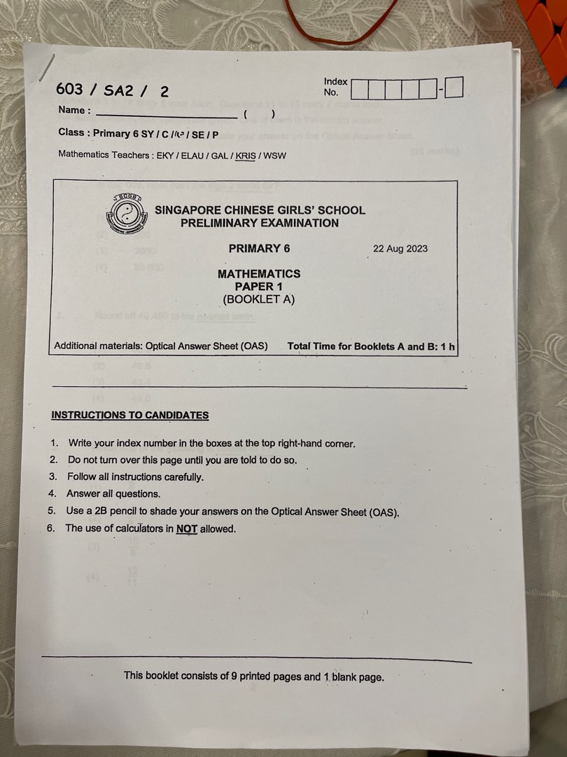 Primary 6 Mathematics Paper 1 (Booklet A), Hobbies & Toys, Books ...