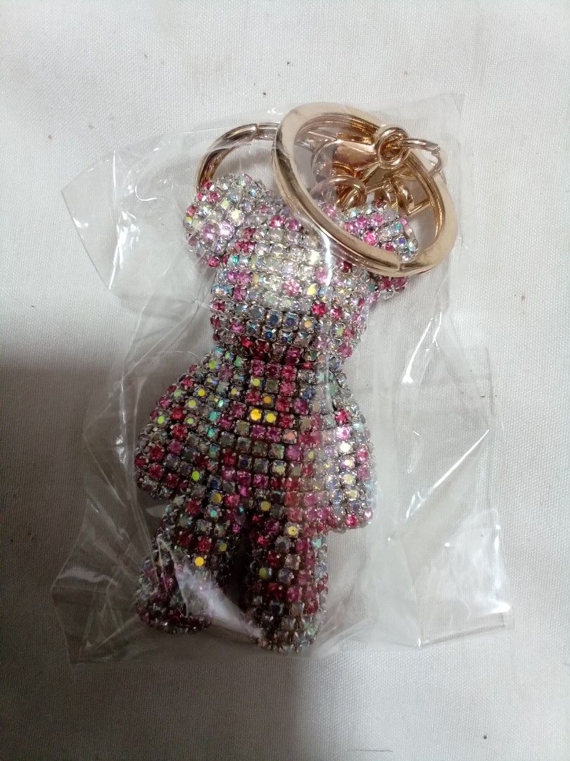Rhinestone Teddy Bear Key Chain, Hobbies & Toys, Toys & Games on Carousell