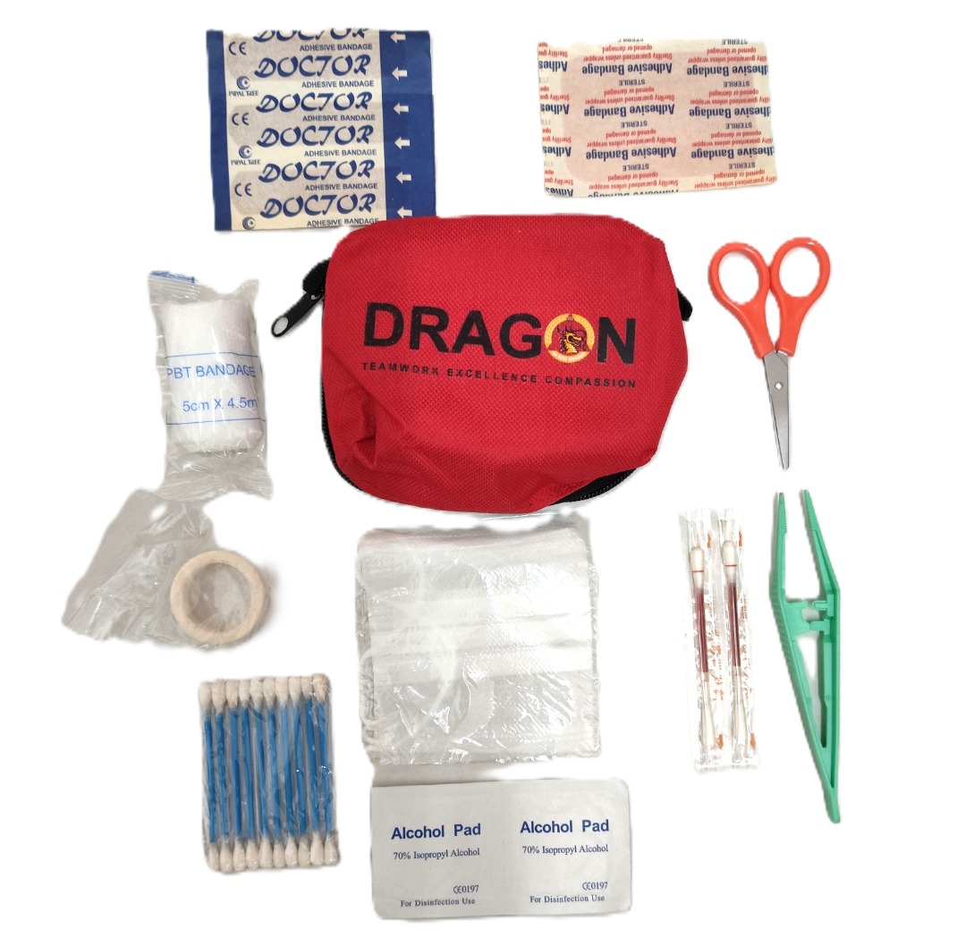 SCDF Dragon 1st division Red Cross First aid kit, scissors, bandage ...
