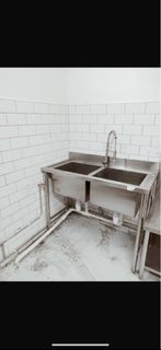 Stainless Steel Double Sink, Furniture & Home Living, Bathroom ...