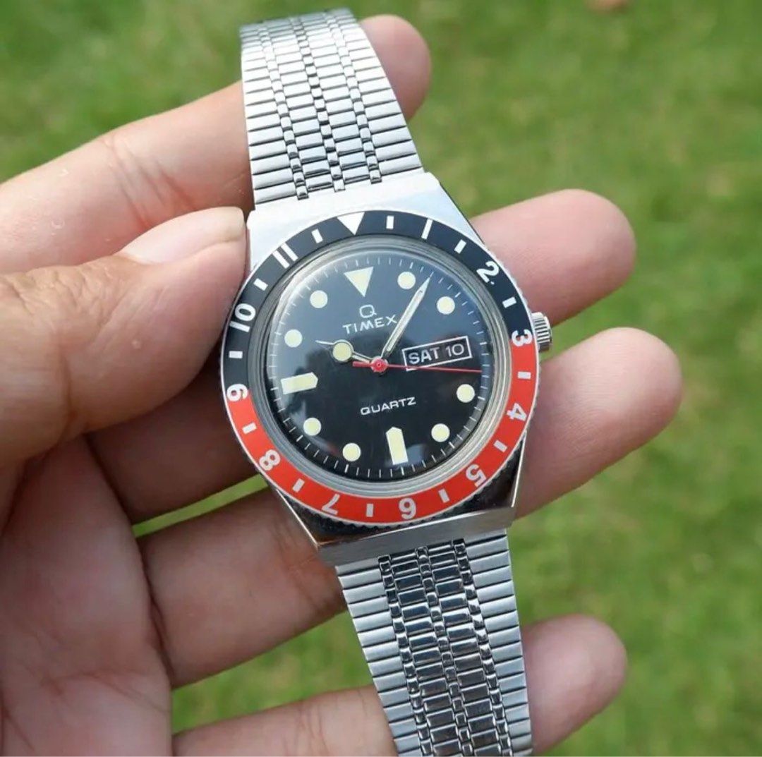 Timex Q Re-issued Coca Cola Bezel, Fesyen Pria, Jam Tangan di Carousell