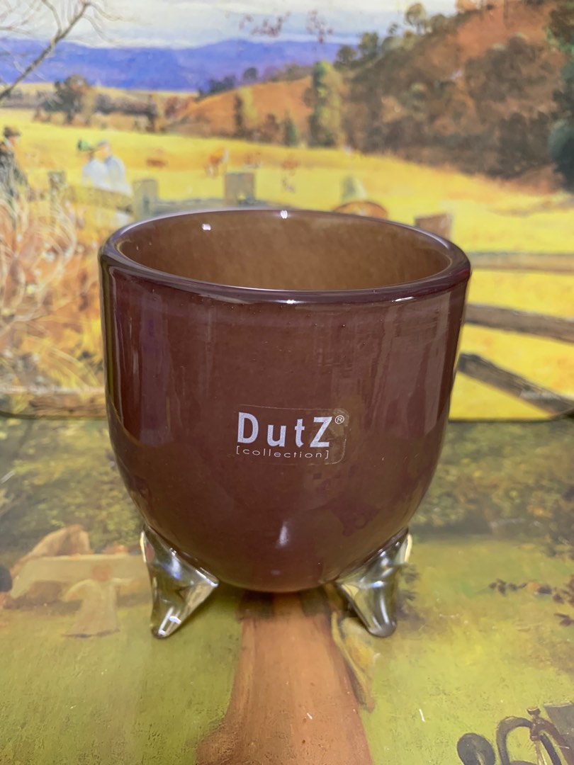 Vintage DutZ Collection Salmon Pink Month Blown Heavy Glass Vase Flower ...