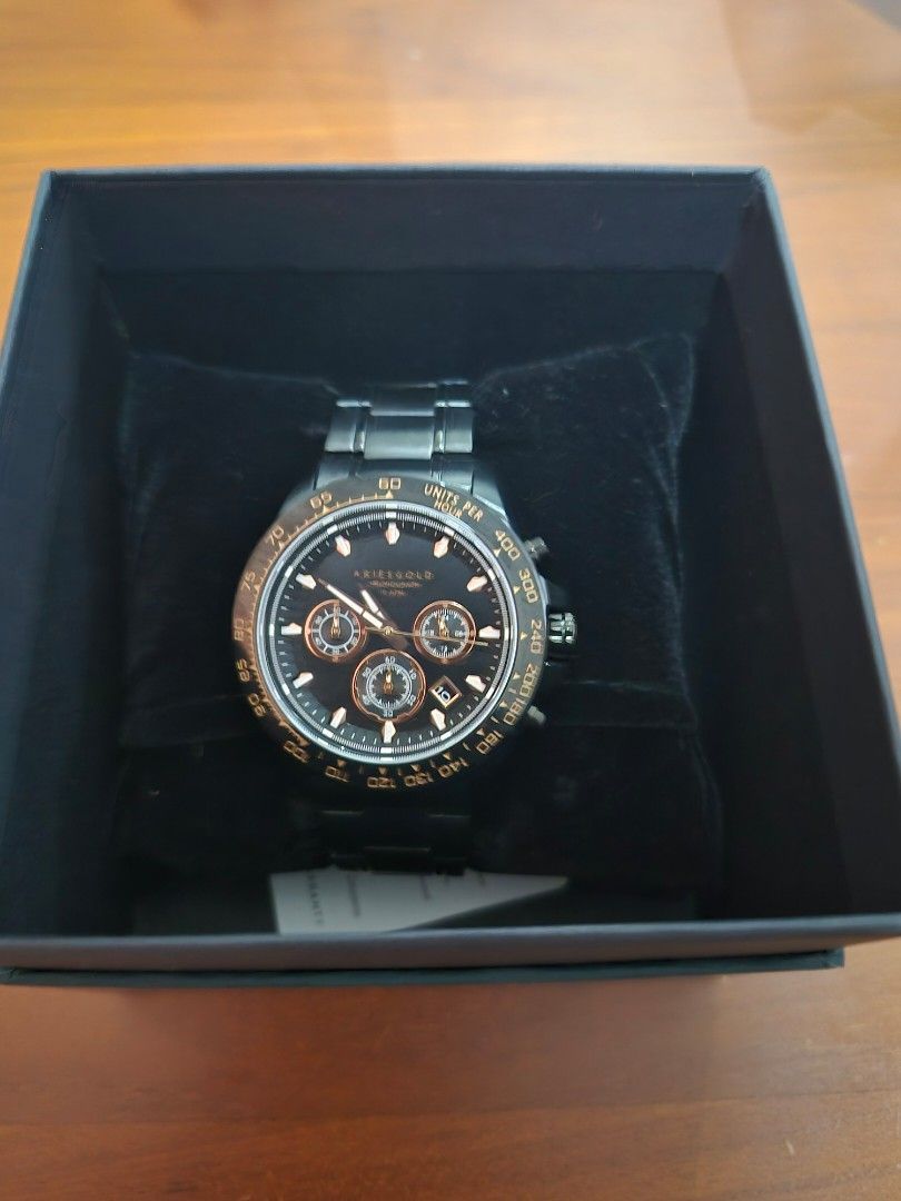 Aries Gold Watch - Black and Gold, Luxury, Watches on Carousell