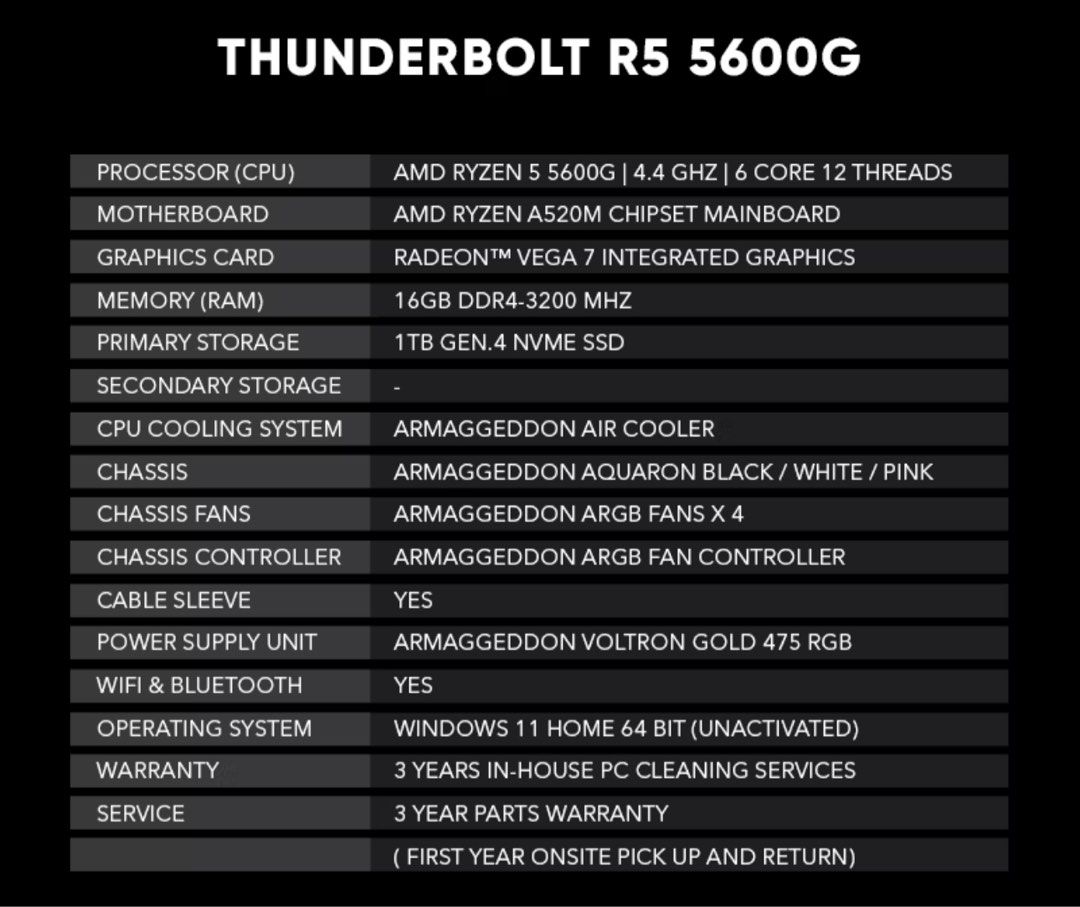 Armaggeddon Thunderbolt R5 5600G Gaming PC , CHEAP PC, Computers & Tech ...