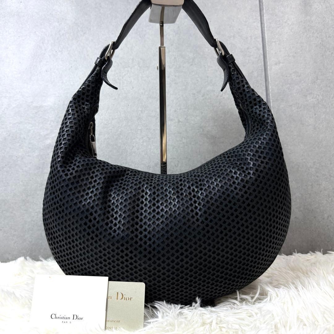Authentic Christian Dior Half Moon One-Shoulder Bag Leather w ...