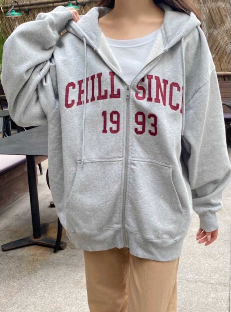 Brandy Grey 'Chill Since 1993' Zip-Up Hoodie, Women's Fashion, Tops ...