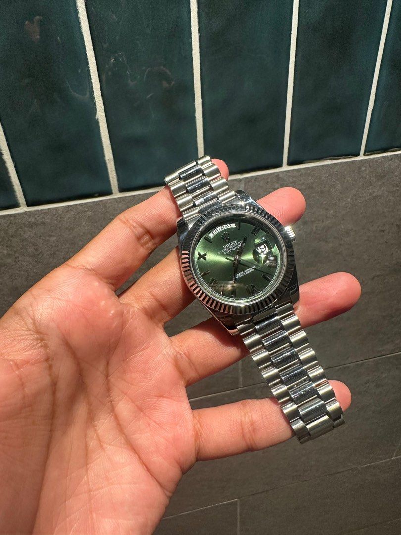 Rolex DD Daydate 40MM Olive Green Dial President Bracelet Automatic ...