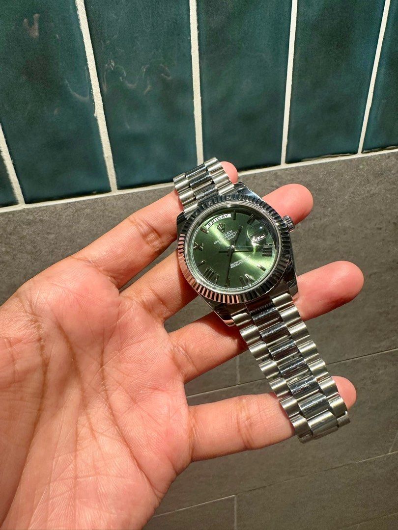 Rolex DD Daydate 40MM Olive Green Dial President Bracelet Automatic ...
