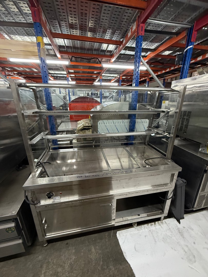 Freestanding Bain marie w/ glass showcase / 4 holes Bain Marie / 4x gn1 ...