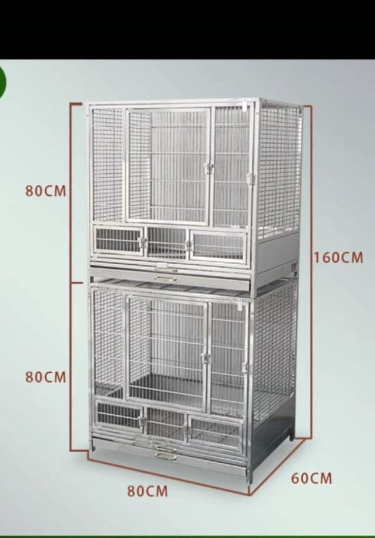 With wheels Large Double-Decker 304 stainless steel Bird Cage, Pet ...