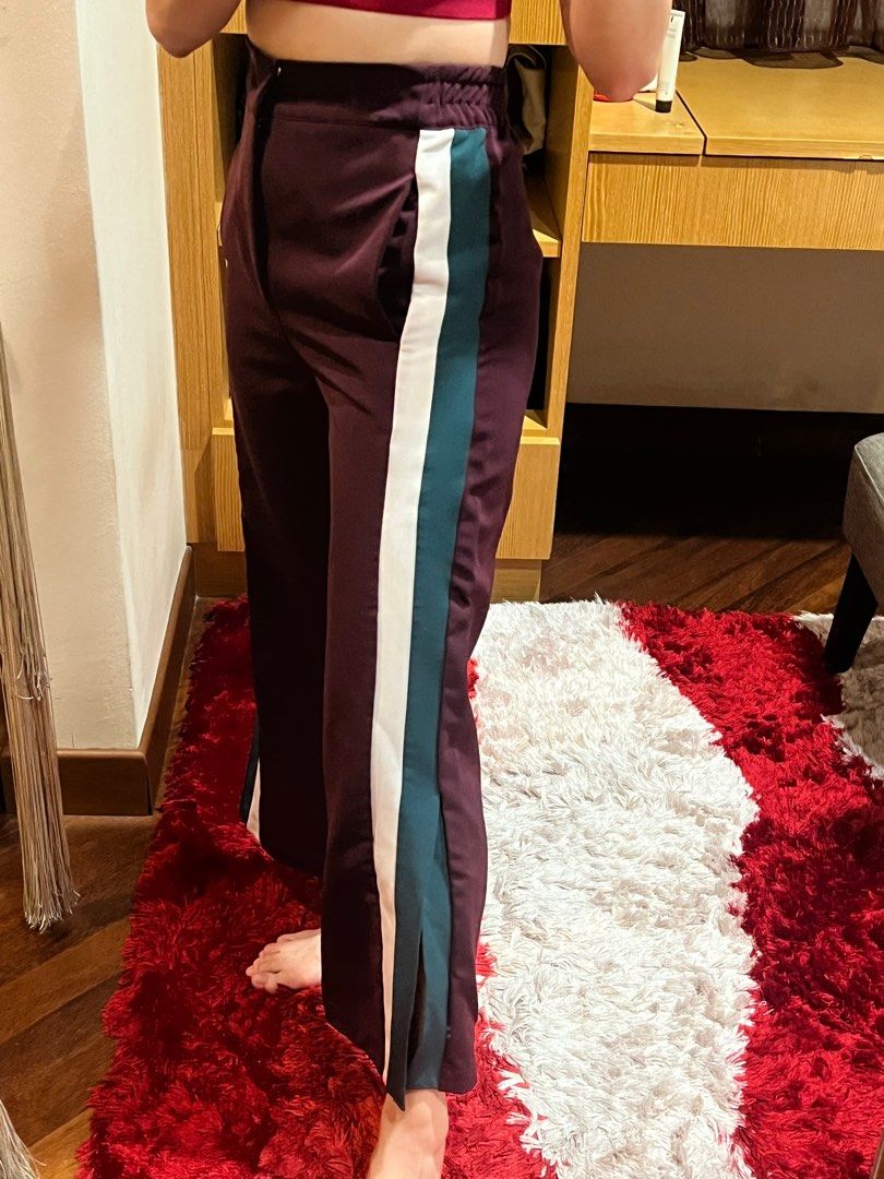 Maroon Side Stripe Pants, Women's Fashion, Bottoms, Other Bottoms on ...