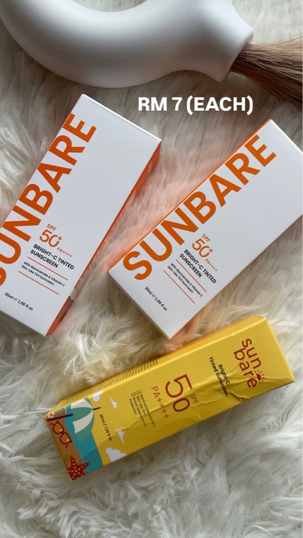 SUNBARE Bright-C Tinted Sunscreen SPF 50 PA++++, Beauty & Personal Care ...