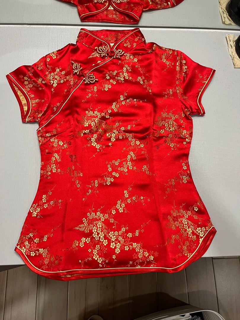 Traditional Chinese Blouse Cheongsam Qipao Red, Women's Fashion, Tops ...