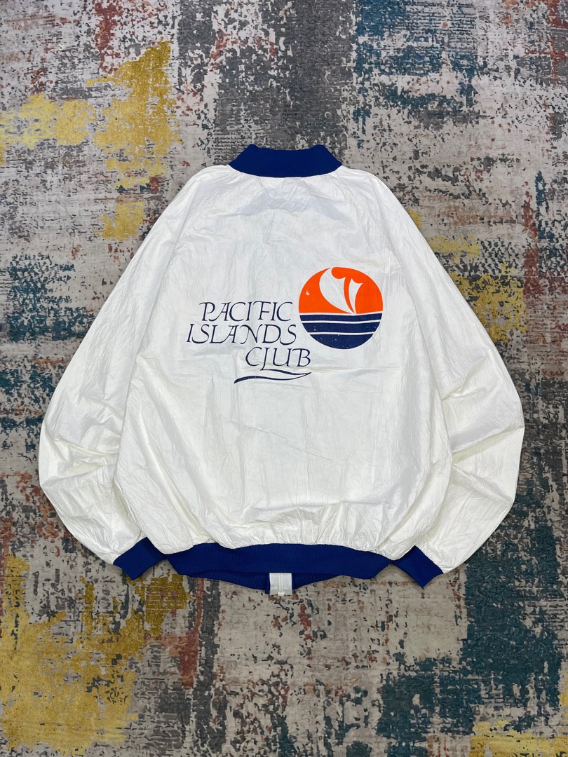 Vtg Pacific Islands Club Zip-Up Lightweight PE Paper Jacket, Men's ...