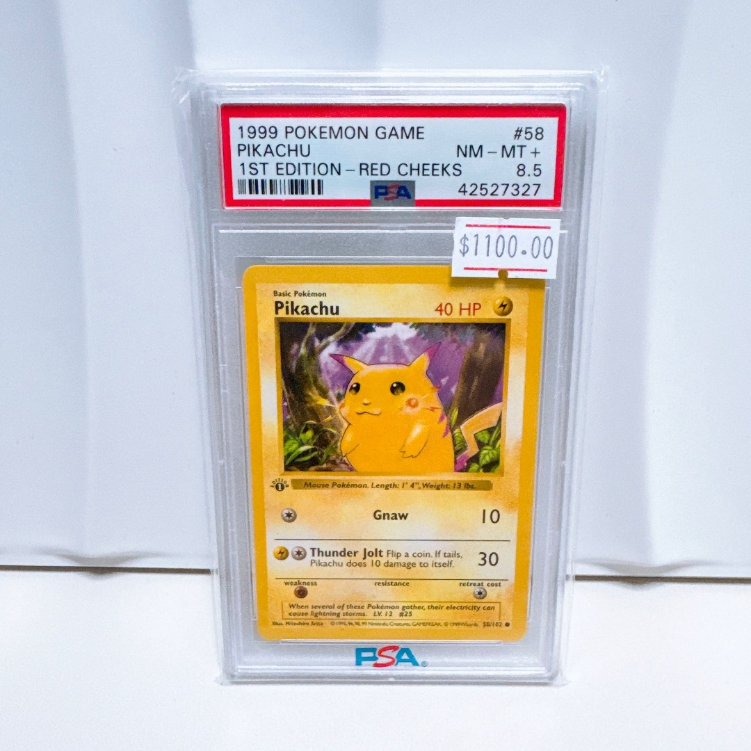 1999 Pokemon Pikachu #58 1st Edition Red Cheeks PSA 8.5 ERROR, Hobbies ...
