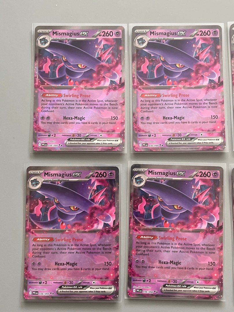 6 x mismagius ex 036 & full art ultra rare 112 PFL phantasmal flames pokemon tcg cards, Hobbies ...