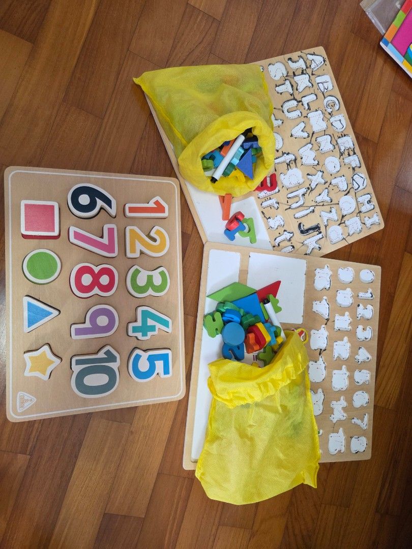 Abc 123 wooden toy Puzzles kids game snap card game, Hobbies & Toys ...