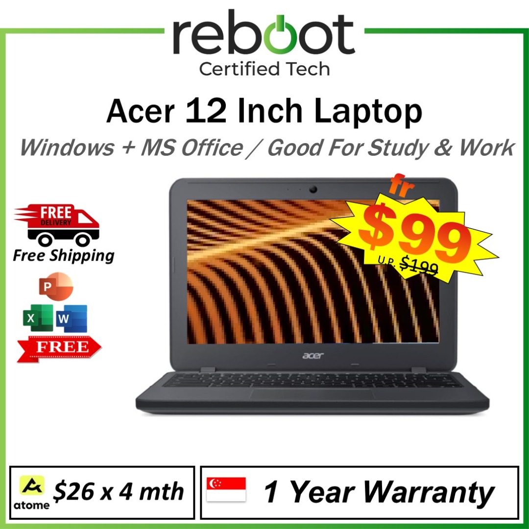 Acer 12 Inch Laptop - Compact Size - Good Condition - Win 11 + MS ...