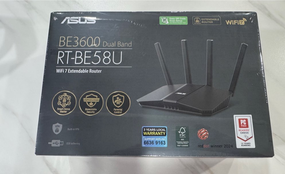 ASUS RT-BE58U Dual Band WiFi 7 Extender Router, Computers & Tech, Parts ...