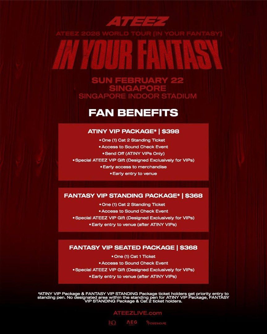 ATEEZ 2026 World Tour Singapore Tickets, Tickets & Vouchers, Event ...