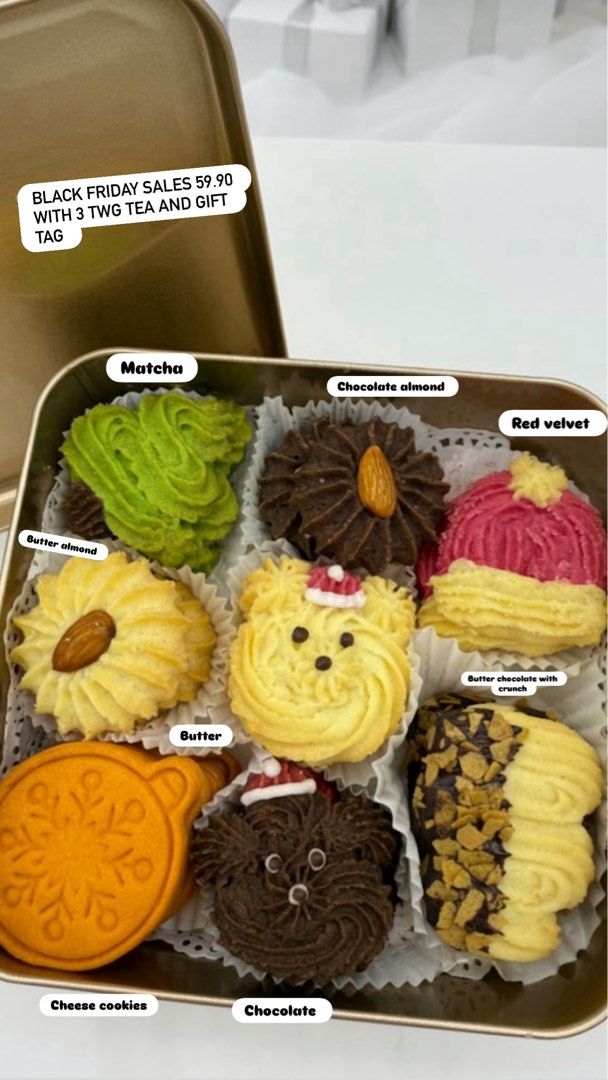 Black Friday Cookies Gift Set with TWG Tea, Food & Drinks, Homemade ...