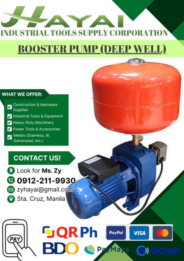 BOOSTER PUMP | DEEP WELL |, Commercial & Industrial, Construction Tools ...