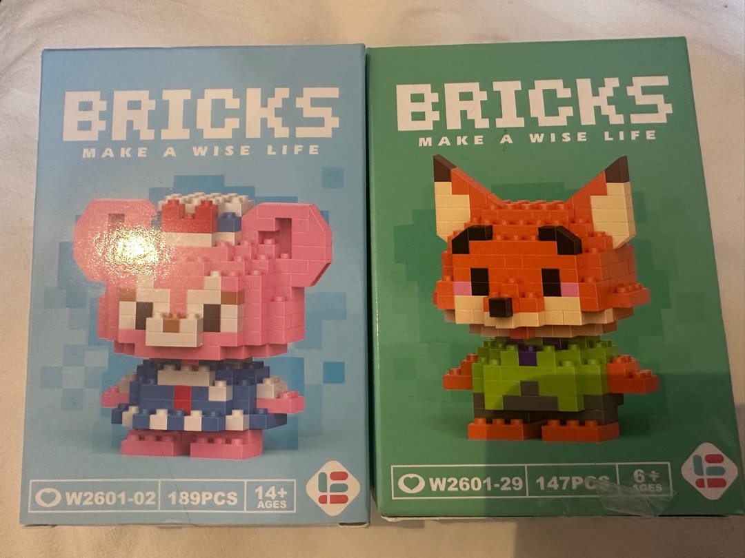 Bricks Building Blocks - Pink Bear & Fox, Hobbies & Toys, Toys & Games ...