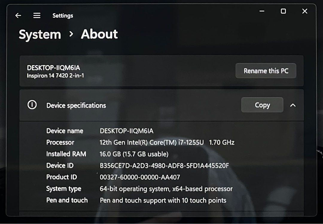 Dell Inspiron Touchscreen Laptop i7 12GEN 16GB RAM 512GB SSD, Computers ...