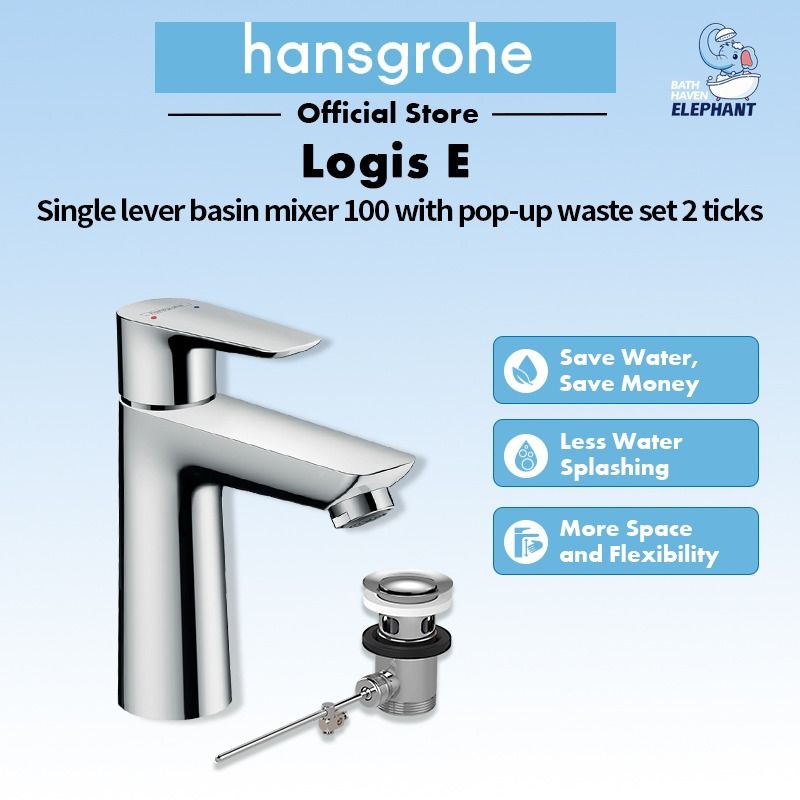 Hansgrohe Talis E Single lever basin mixer 110 with pop-up waste set ...