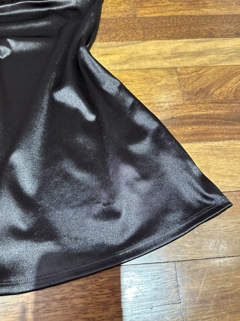H&M Divided Black Satin Dress, Women's Fashion, Dresses & Sets, Dresses ...