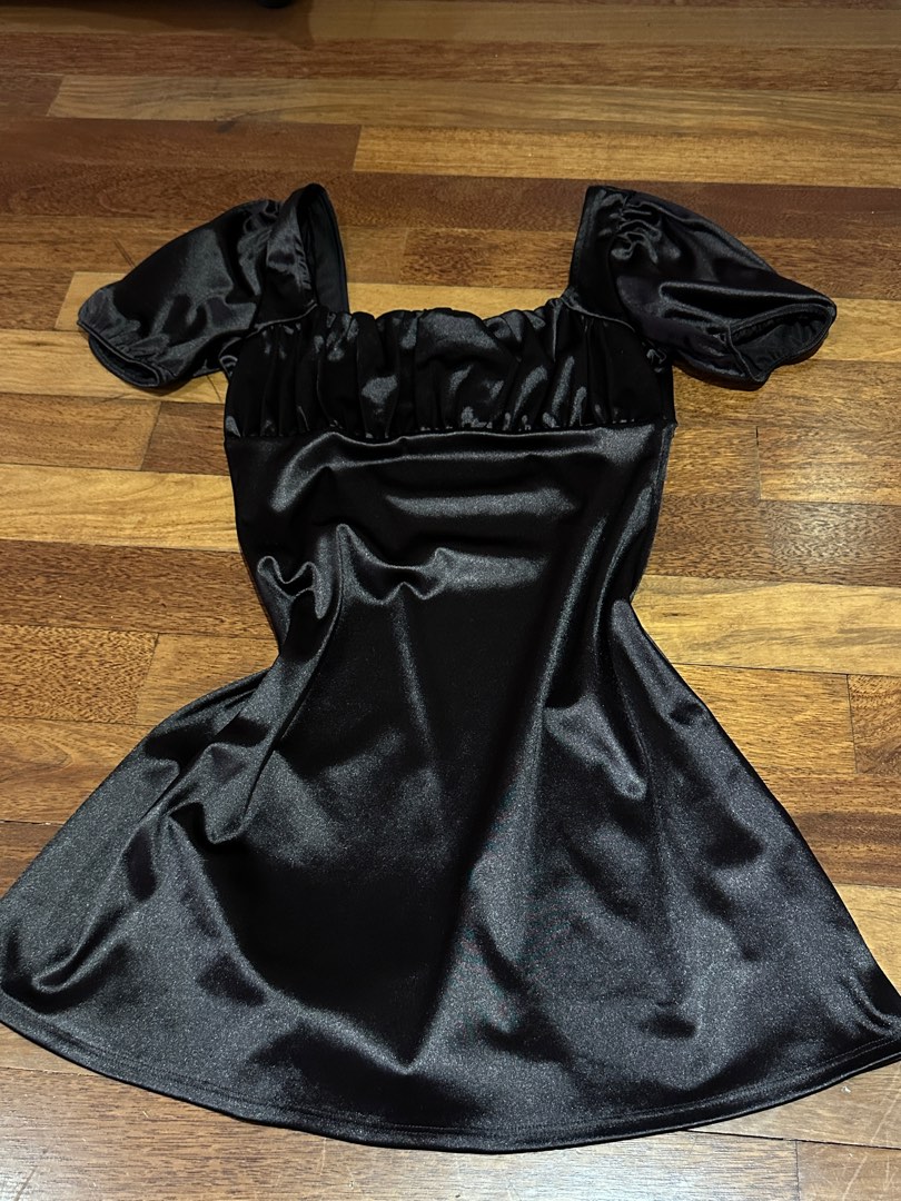 H&M Divided Black Satin Dress, Women's Fashion, Dresses & Sets, Dresses ...